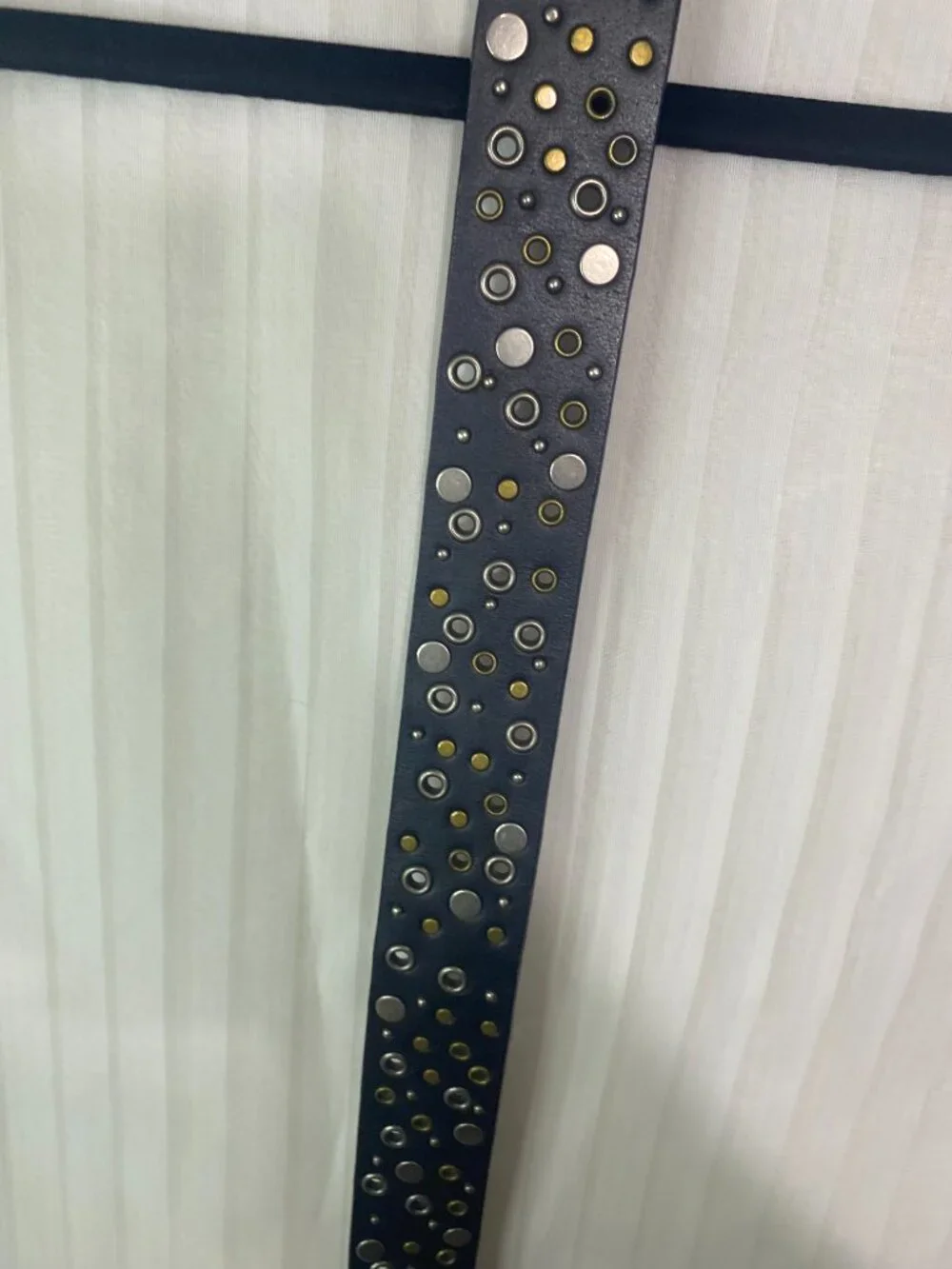 Accessories | Black Genuine Bonded Leather Studded Grommet Belt Brass ...